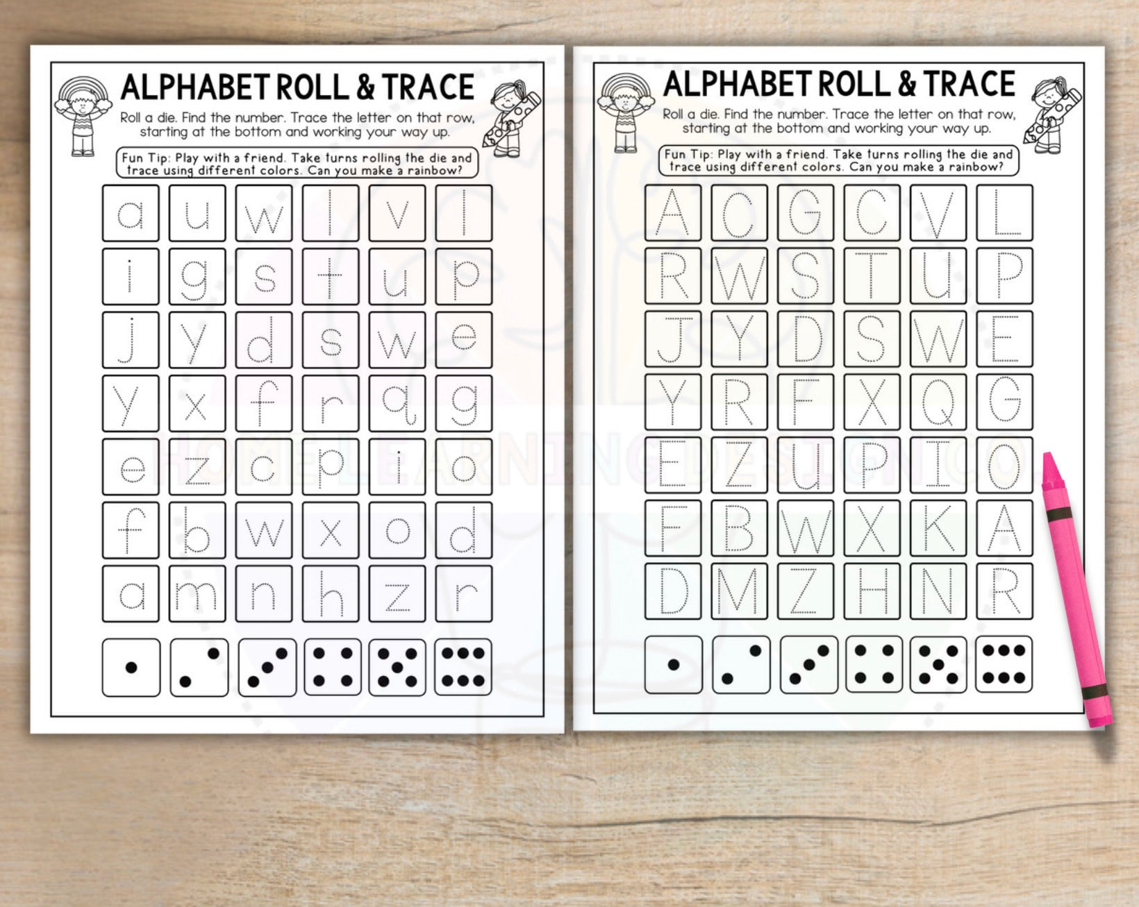 Alphabet Roll & Trace Game - Printable Literacy Game - Homeschool ...