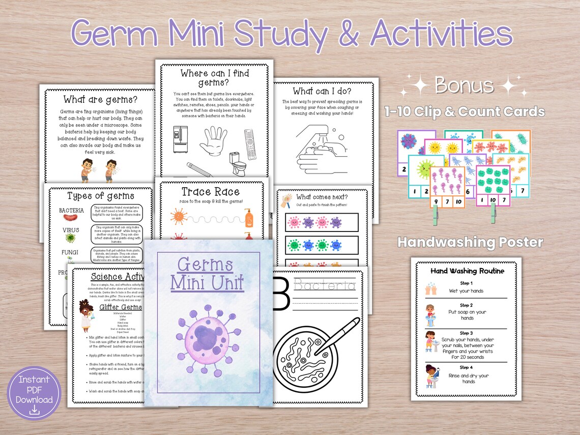 Germs Mini Study Activities - Science Units - Science Centers L ...