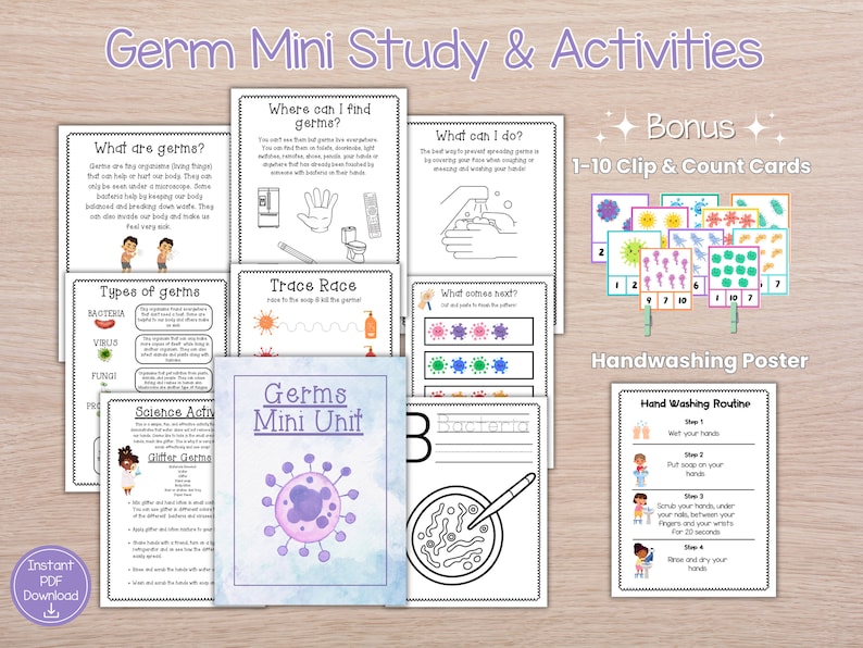Germs Mini Study Activities - Science Units - Science Centers L ...