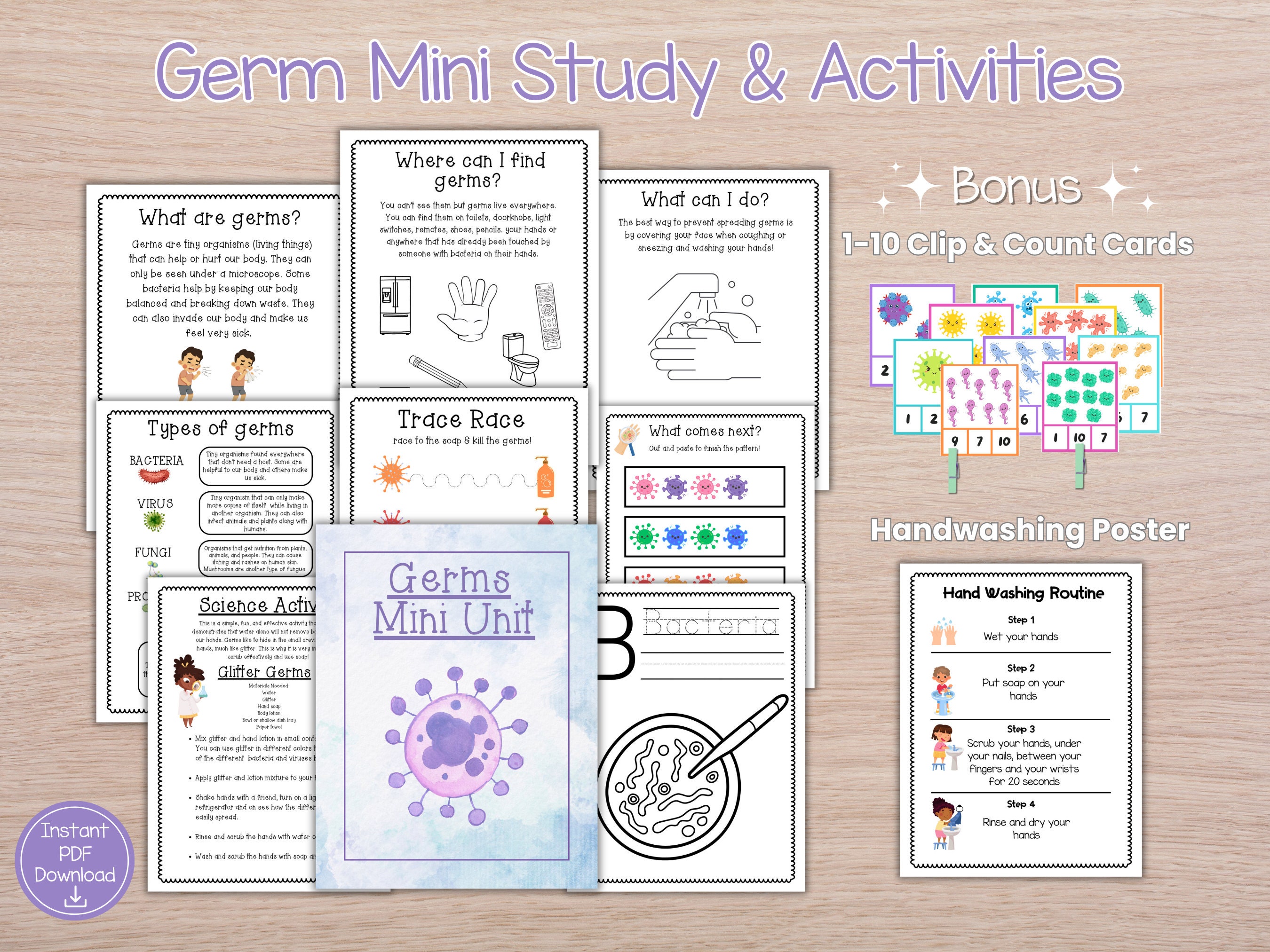 Germs Mini Study Activities - Science Units - Science Centers L ...
