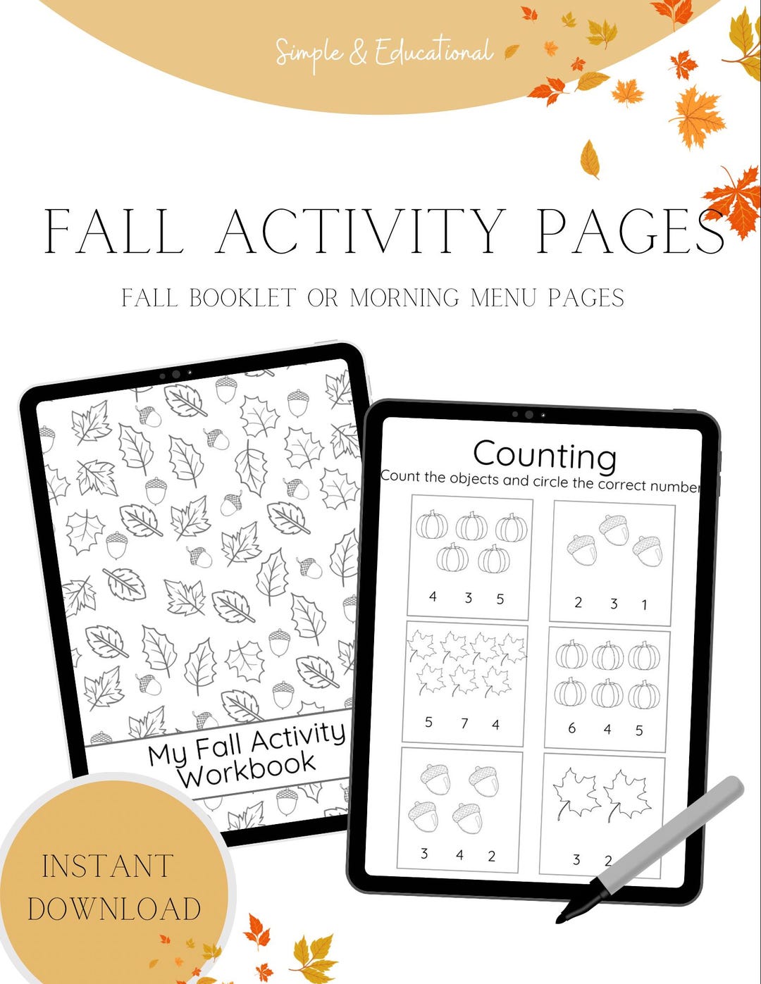 Fall Activity Pages / Morning Menu / Preschool / Kindergarten Learning ...