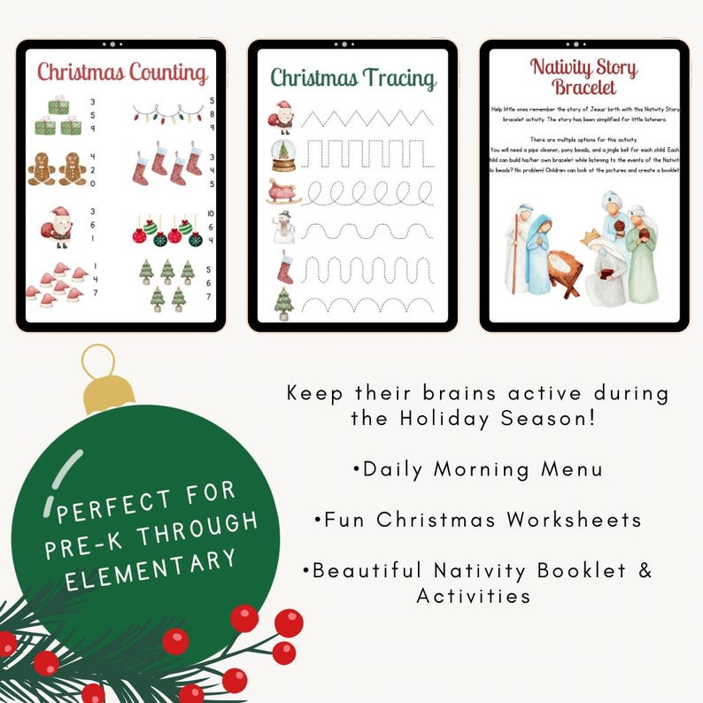 Christmas Morning Menu and Activity Pages / Preschool to Elementary Age ...