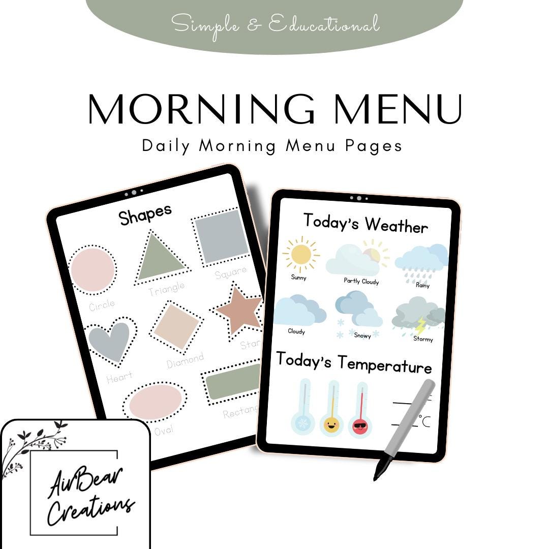 Homeschool Morning Menu / Prek-3rd Grade / Instant Download / 2026-2027 ...
