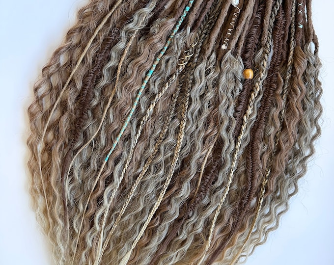 Curly Dreads Ombre Brown to Light Brown Dreads Double Ended or Single ...