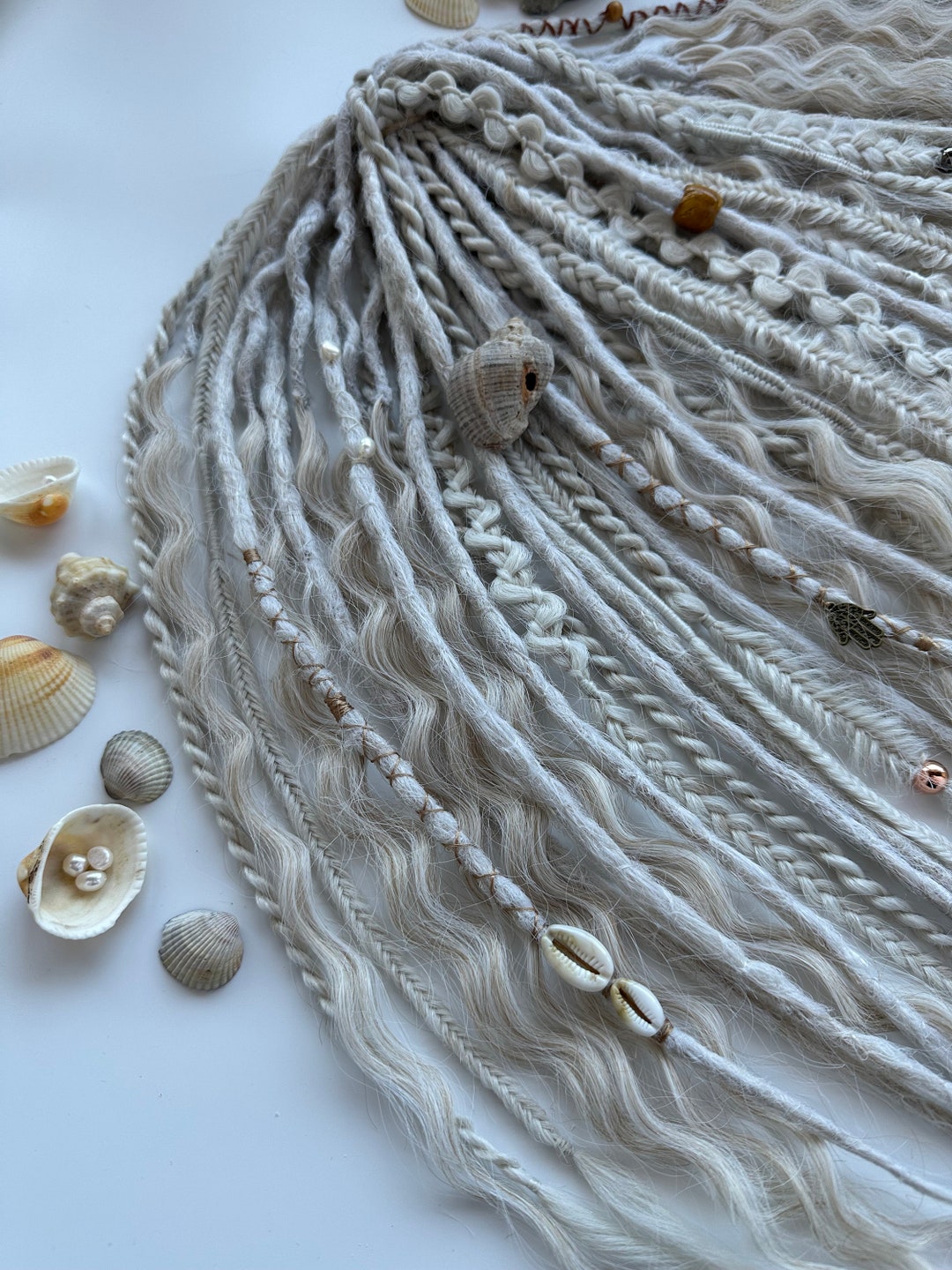 Curly Silver Dreads Crochet White Dreadlocks With Braids Double Ended ...