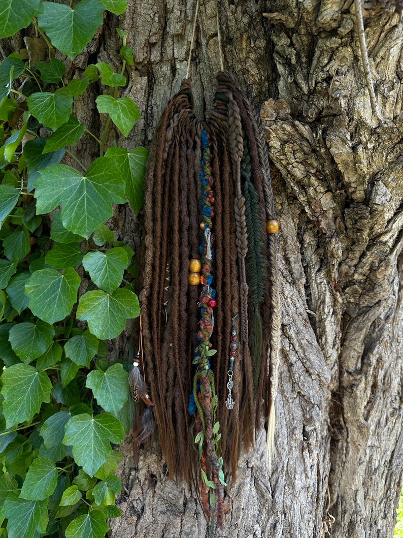 Сrochet Brown Forest Dreads With Braids and Accessories Double Ended or ...