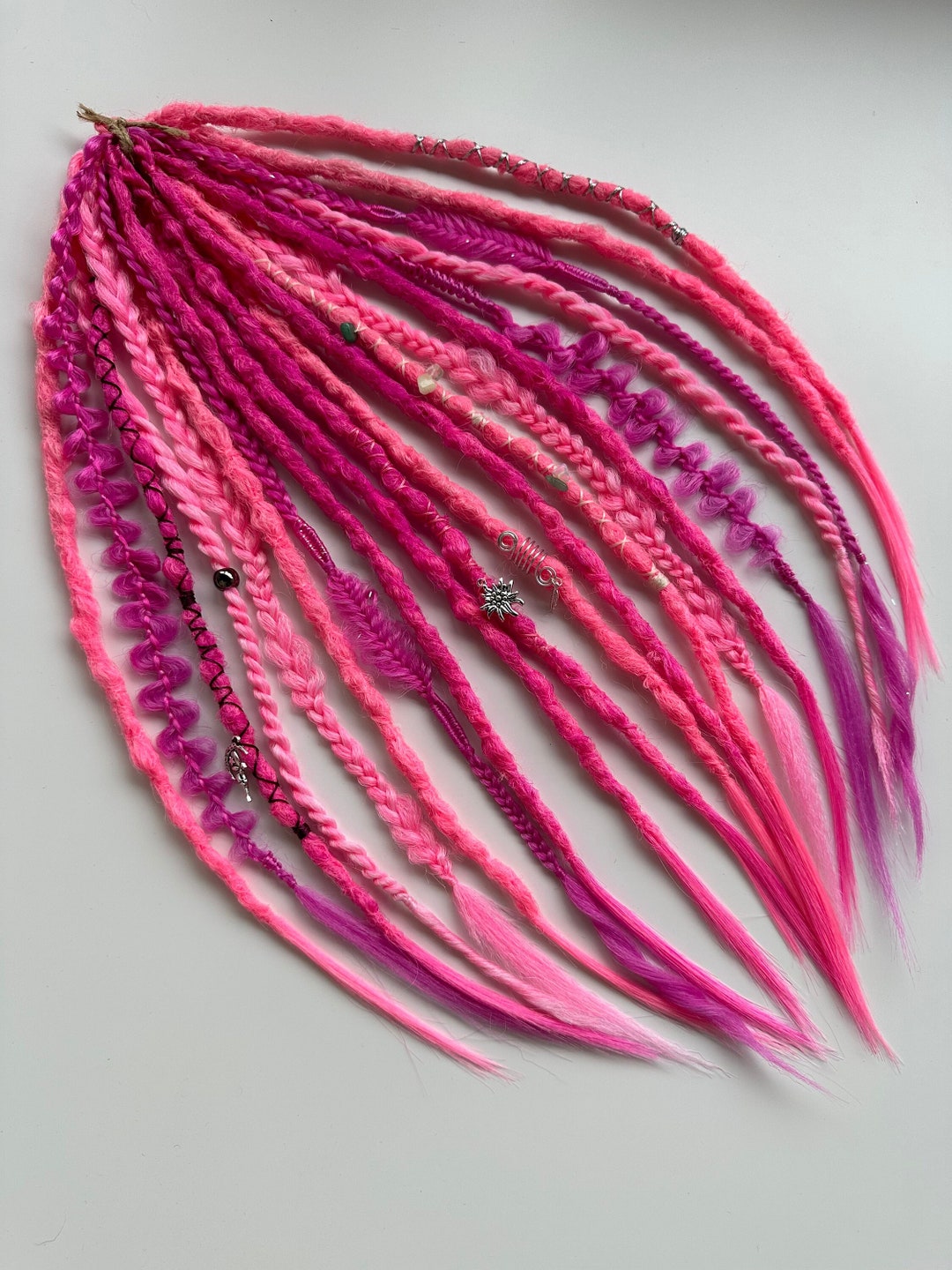 Bumpy Crochet Pink Dreads Synthetic Hair Dreadlocks With Free Ends and ...