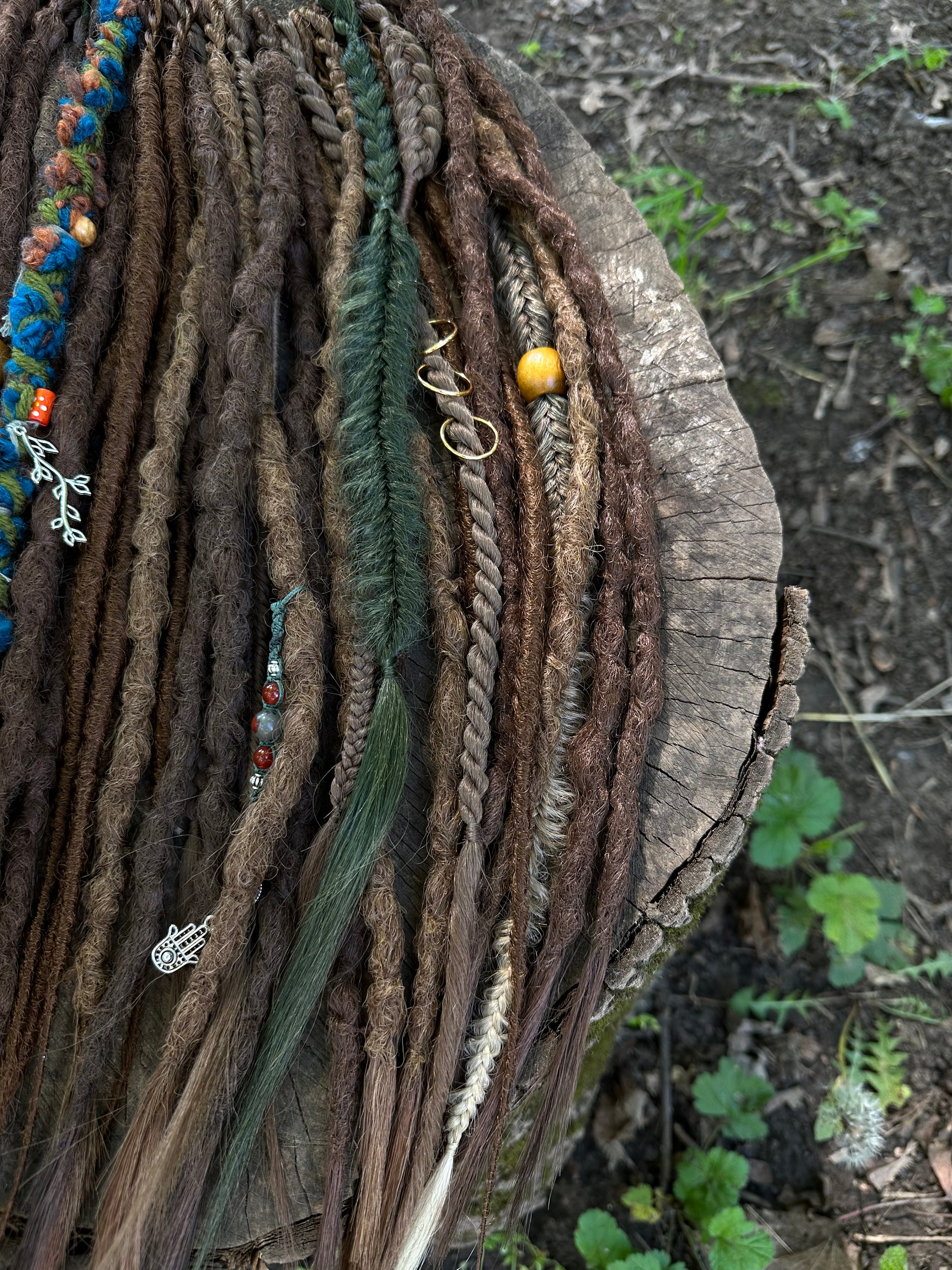 Сrochet Brown Forest Dreads With Braids and Accessories Double Ended or ...