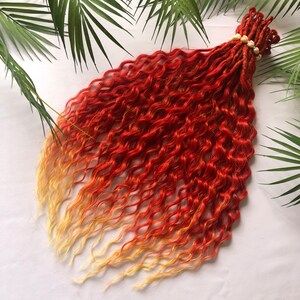 Wavy Fiery Red Dreads Ombre Curly Dreadlocks Redheads Synthetic Dreads ...
