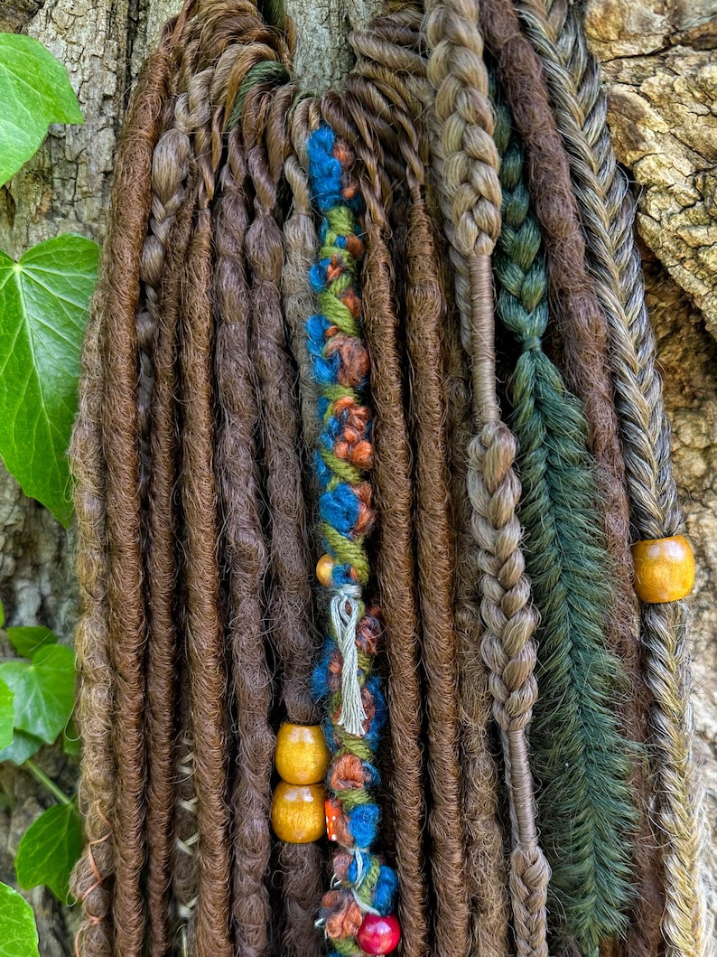 Сrochet Brown Forest Dreads With Braids and Accessories Double Ended or ...
