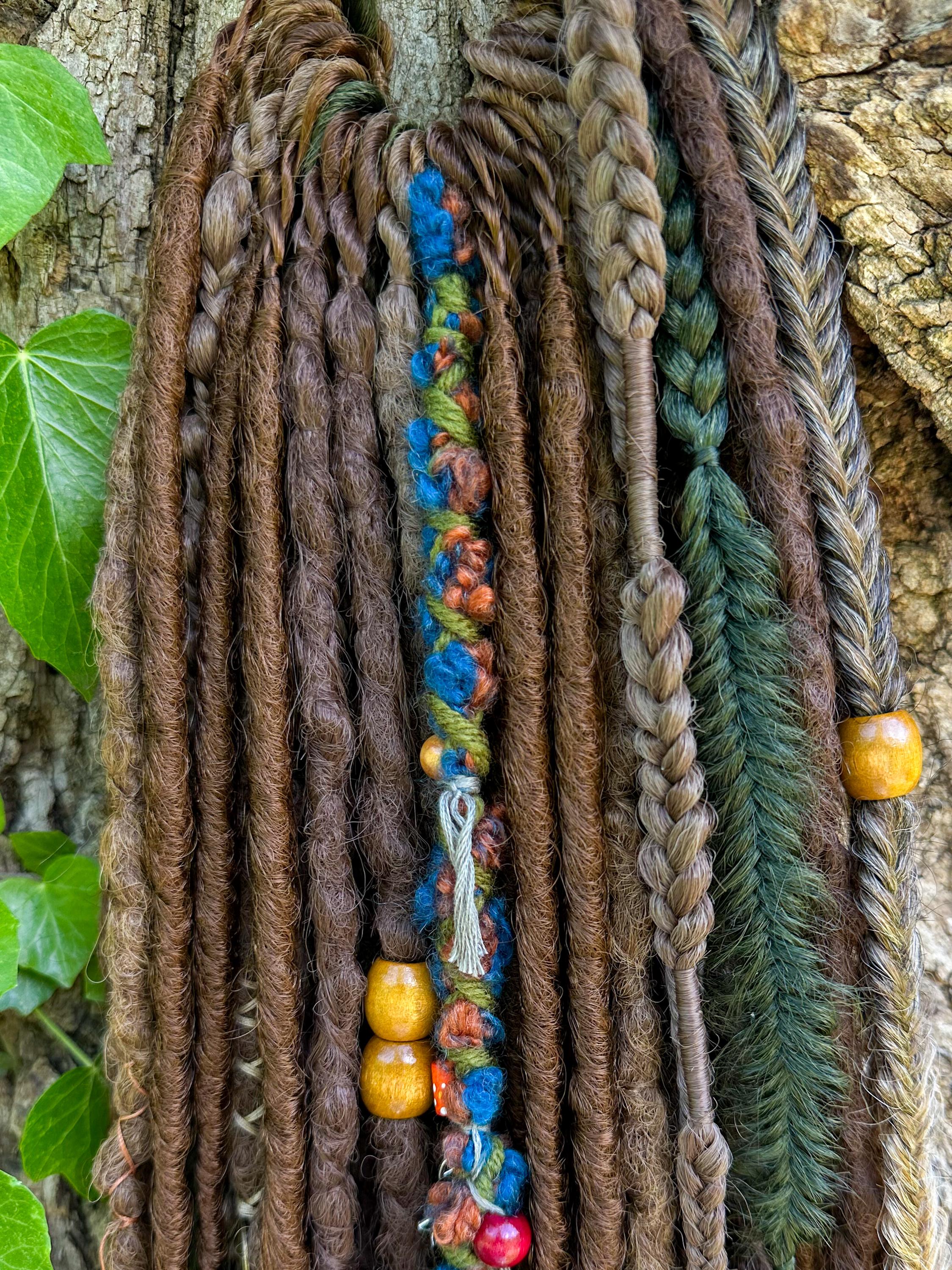 Сrochet Brown Forest Dreads With Braids and Accessories Double Ended or ...