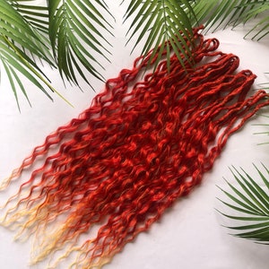 Wavy Fiery Red Dreads Ombre Curly Dreadlocks Redheads Synthetic Dreads ...