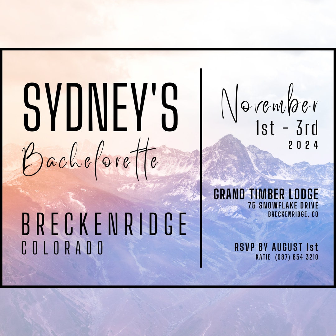 Mountain View Bachelorette Party Invitation Template 7x5 Inch, Digital ...