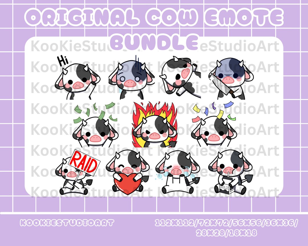 Original Cow Emote Bundle, Cute/kawaii PNG Emote - Etsy