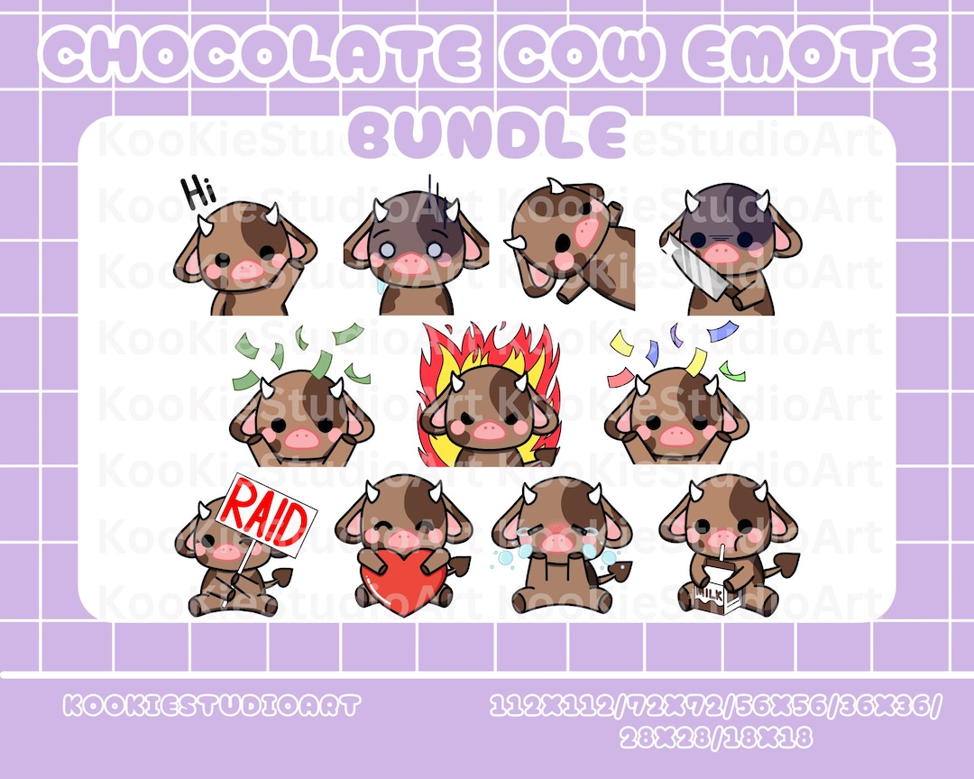 Chocolate Cow Emote Bundle, Cute/kawaii PNG Emote - Etsy