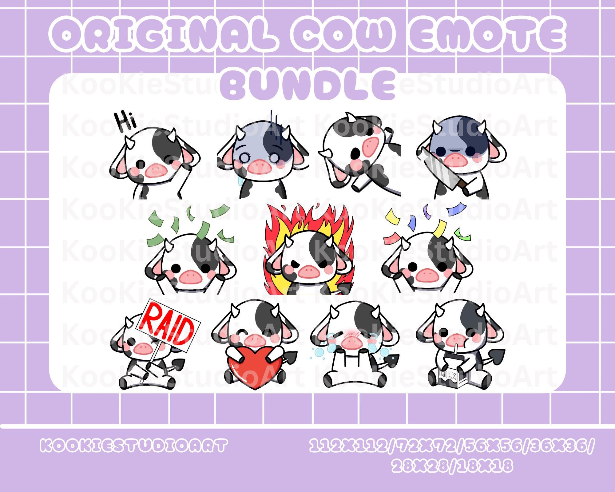 Original Cow Emote Bundle, Cute/kawaii PNG Emote - Etsy