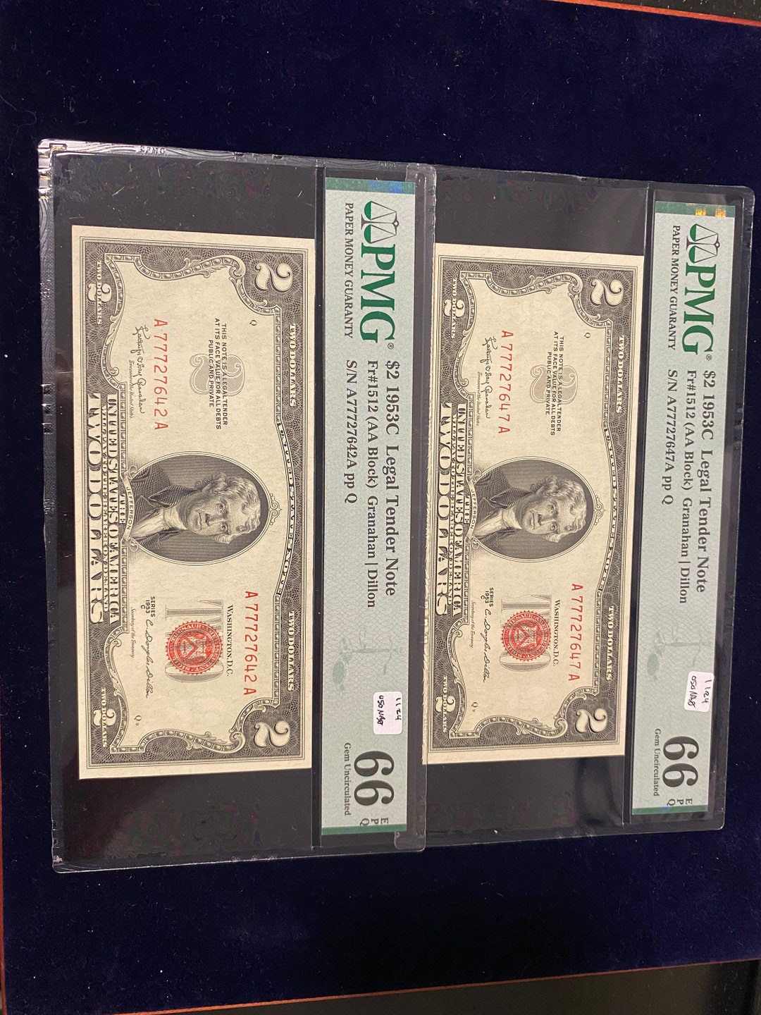 1953C Red Seal 2 Dollar Bills PMG Grade 66 EPQ - Etsy