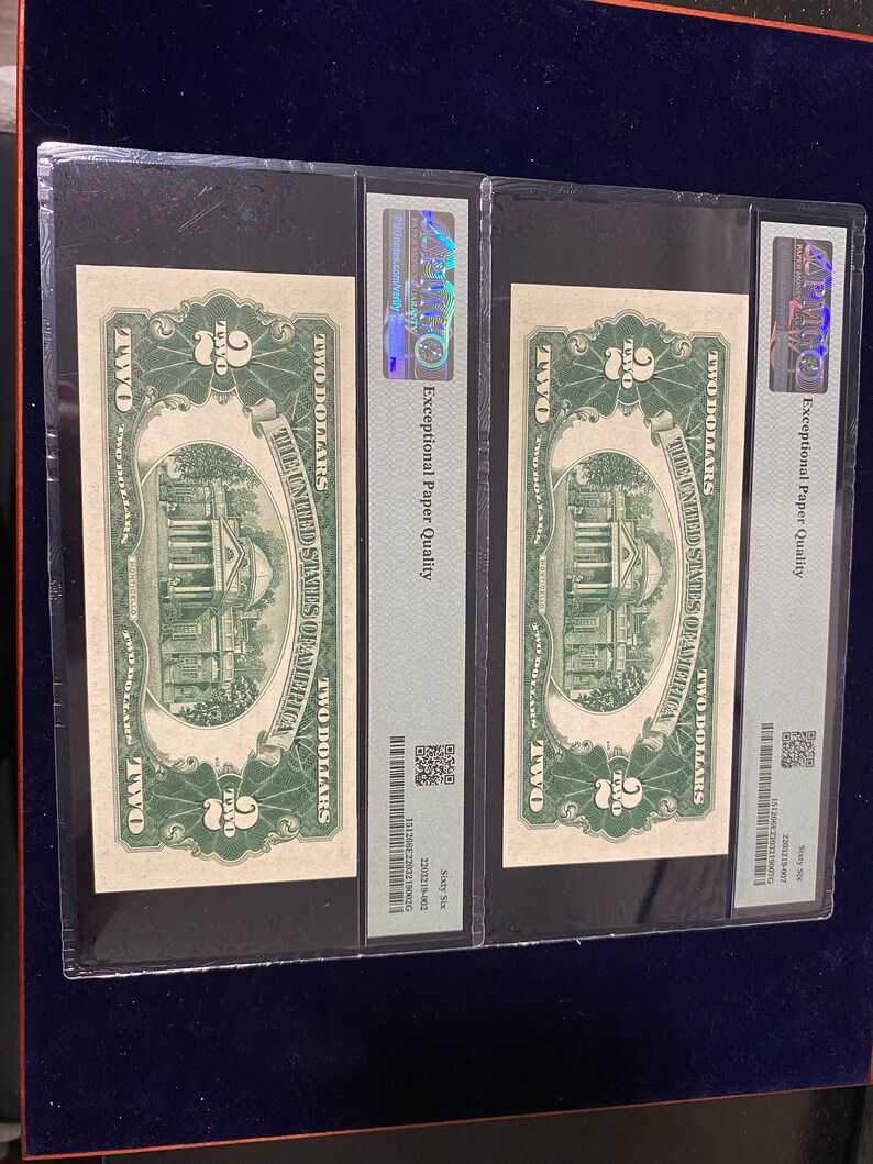 1953C Red Seal 2 Dollar Bills PMG Grade 66 EPQ - Etsy