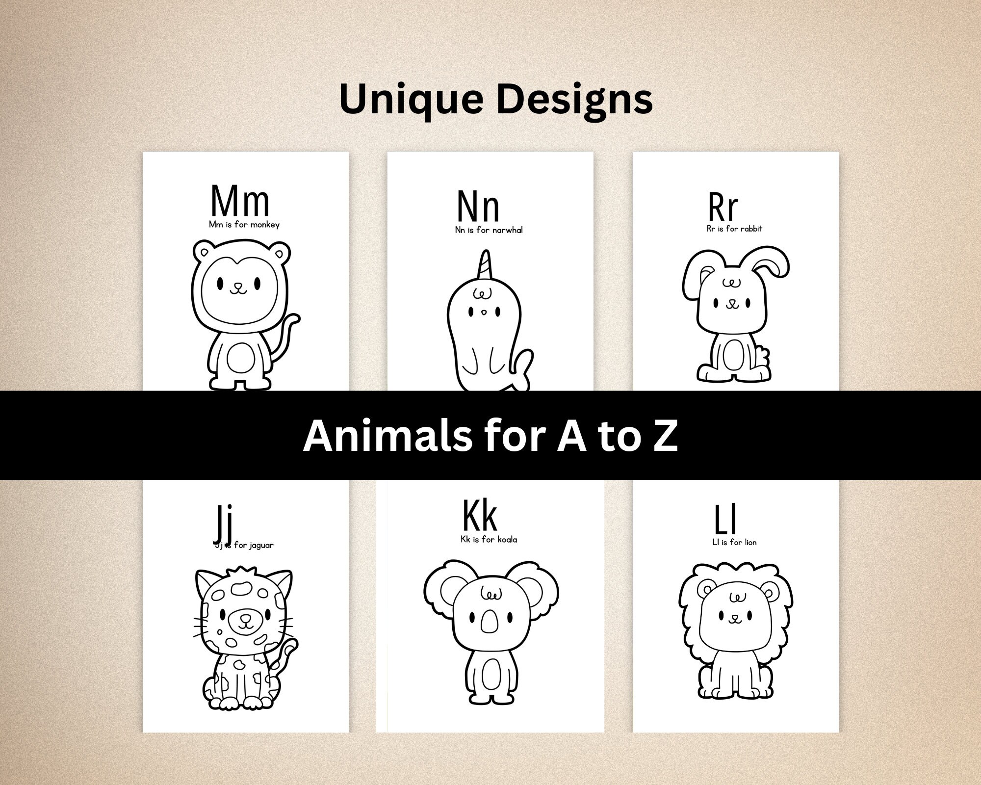 Animal Alphabet Coloring Book Kids Coloring Book A to Z - Etsy