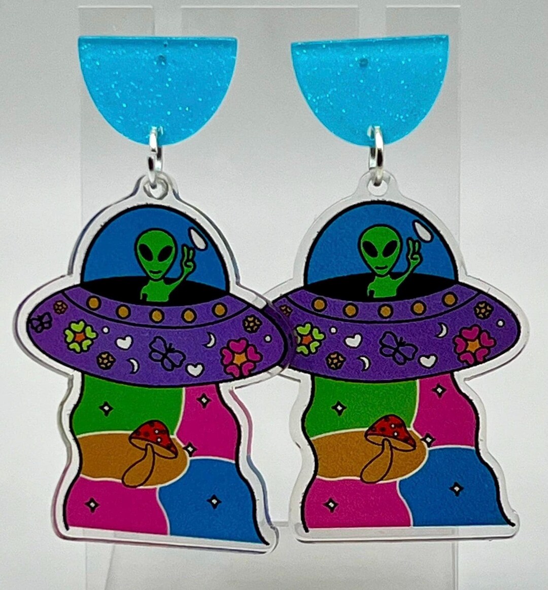UFO Alien Earrings: Nickel-free, Double-sided - Etsy