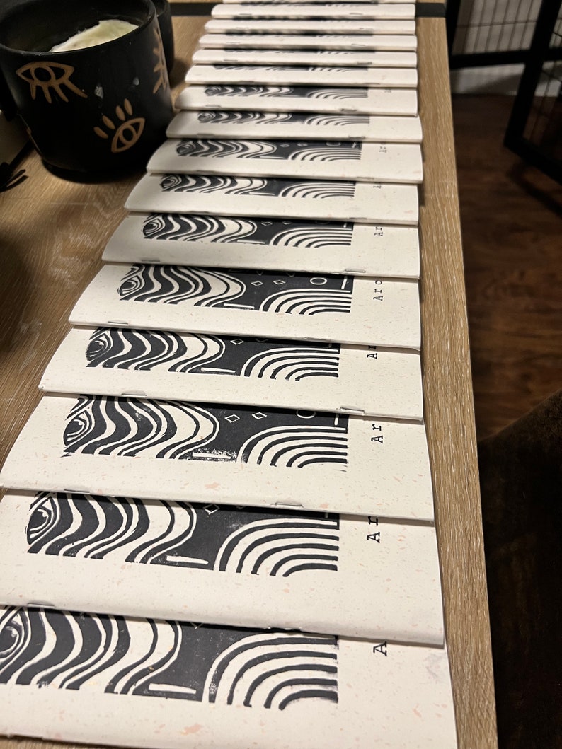 Arcane Hand-pressed Linocut Print Notebook - Etsy