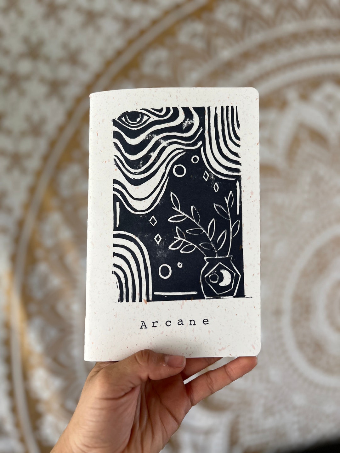 Arcane Hand-pressed Linocut Print Notebook - Etsy
