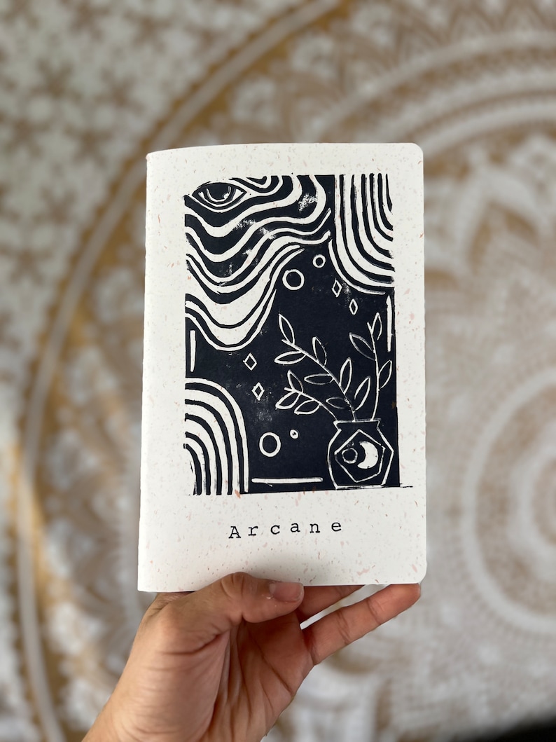 Arcane Hand-pressed Linocut Print Notebook - Etsy