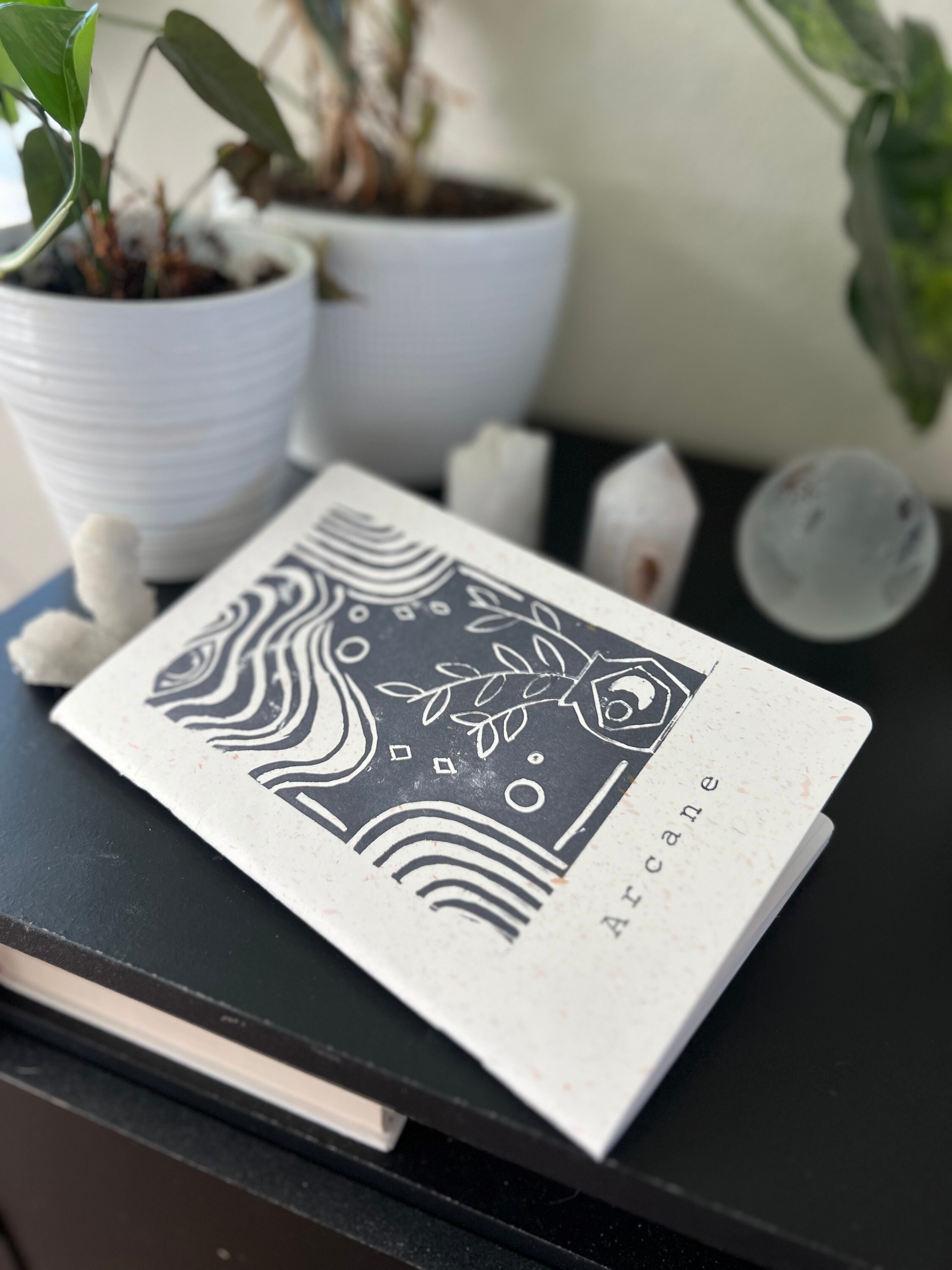 Arcane Hand-pressed Linocut Print Notebook - Etsy