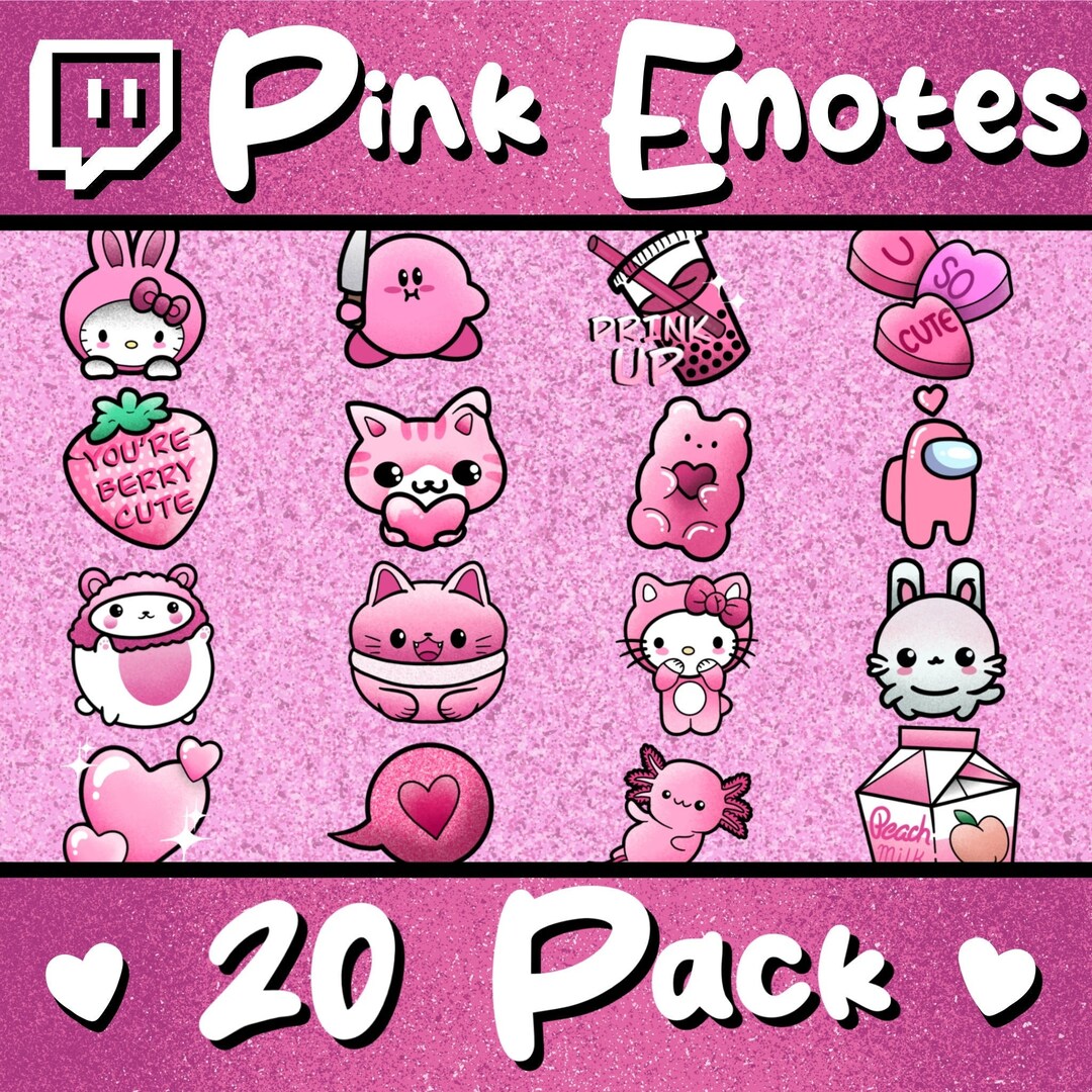 Pink Emotes Pack of 20 Emotes Twitch Egirl Uwu Girly - Etsy