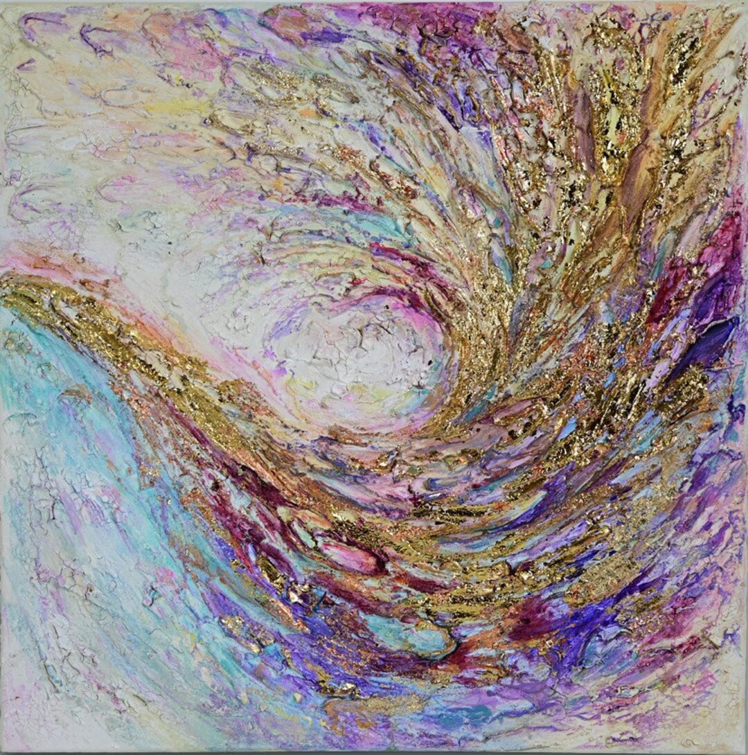 Sundance, Acrylic Painting With Structure and Gold Effects, 39 X 39 Cm ...