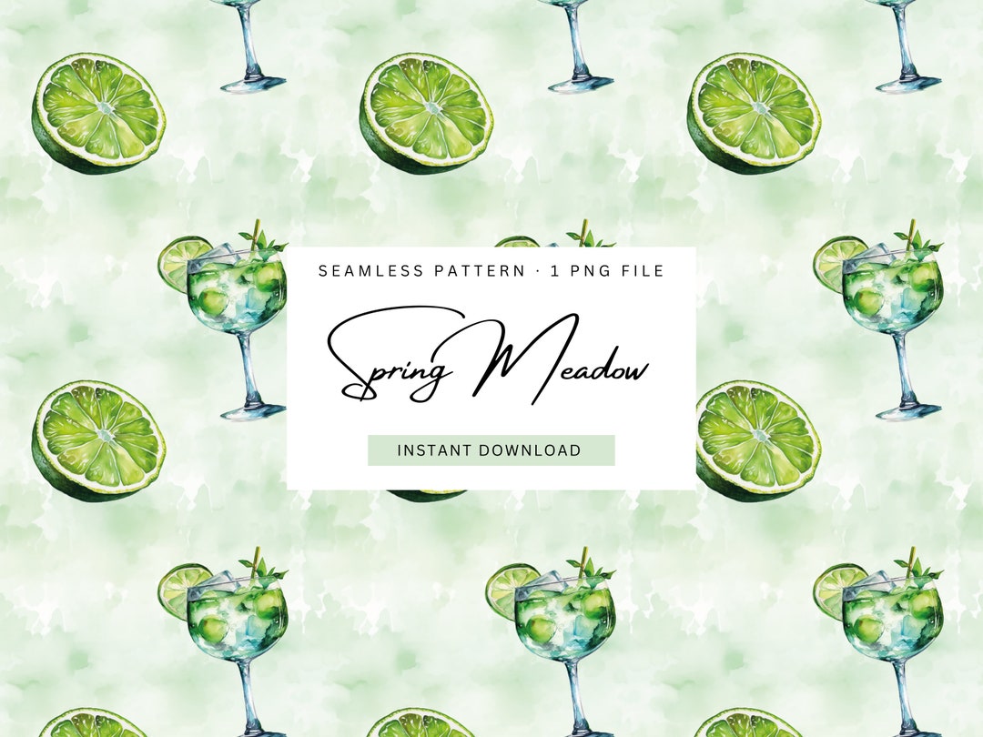 Cocktail Seamless Pattern, Summer Vibes Pattern, Repeating Pattern Lime ...