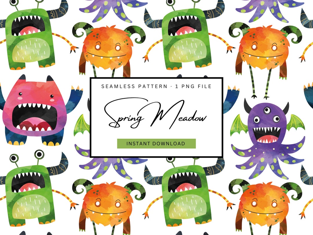 Cute Halloween Monster Pattern, Seamless Kids Halloween Pattern, Spooky ...