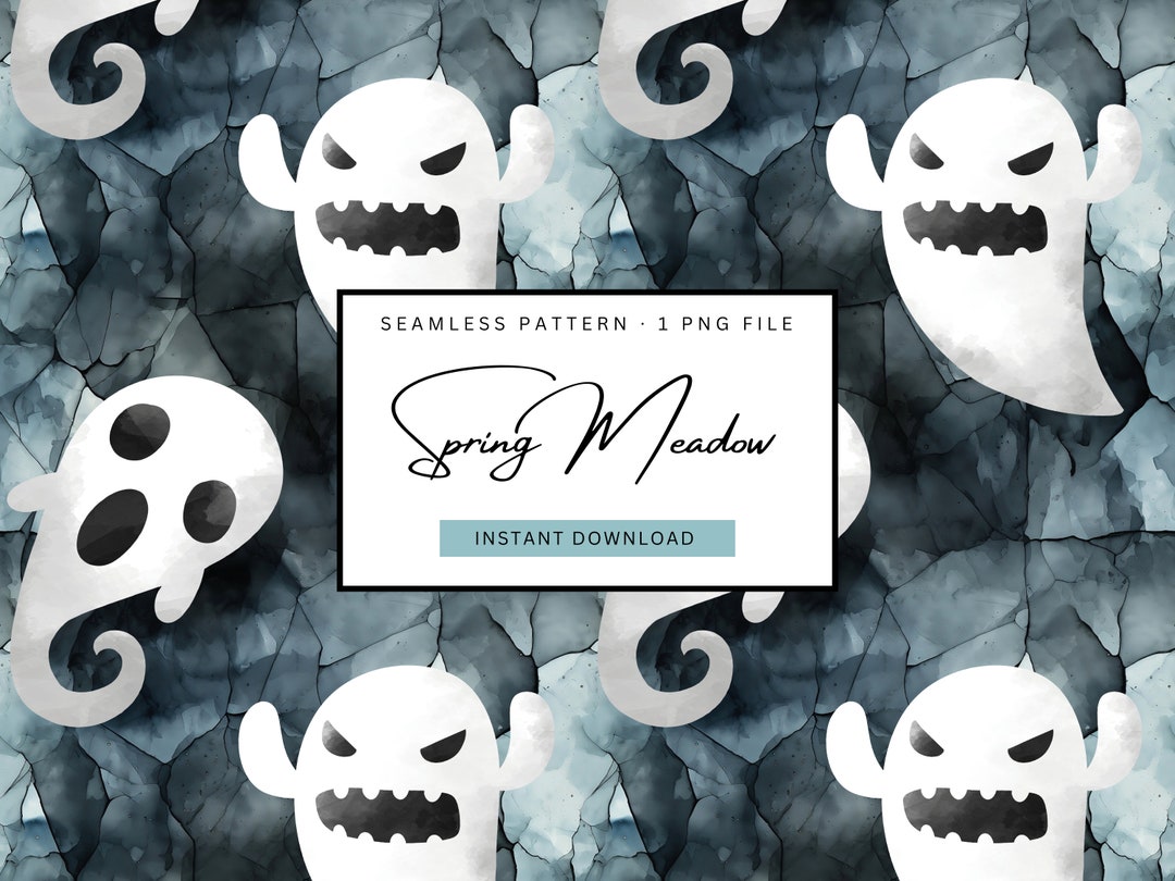 Spooky Ghost Pattern, Halloween Seamless Pattern, Spooky Halloween ...
