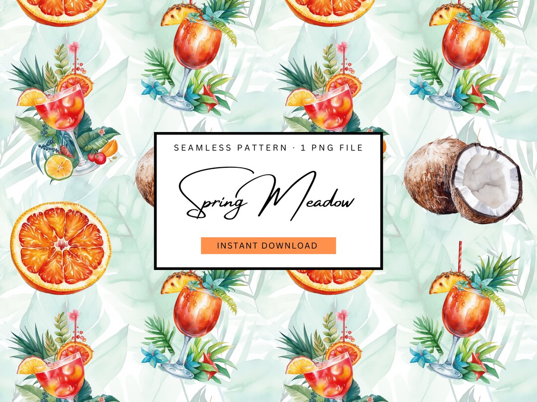 Tropical Cocktail Pattern, Seamless Pattern Summer Drink, Summer ...