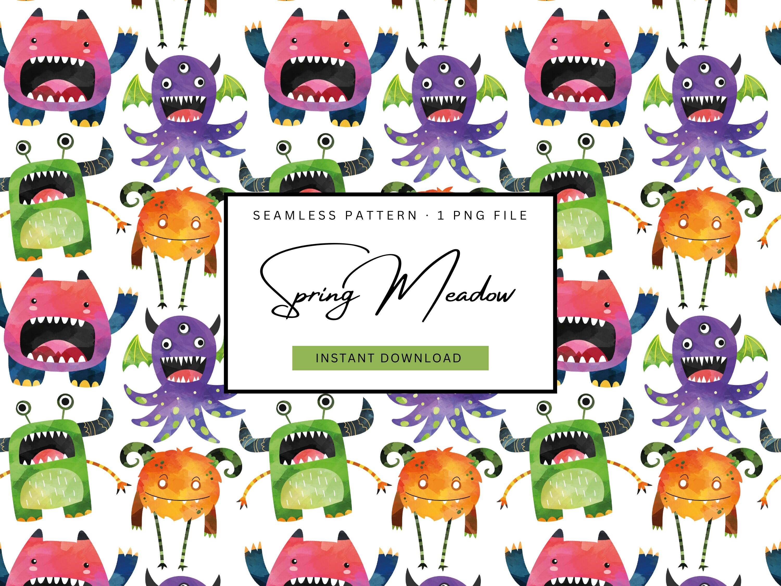 Cute Halloween Monster Pattern, Seamless Kids Halloween Pattern, Spooky ...