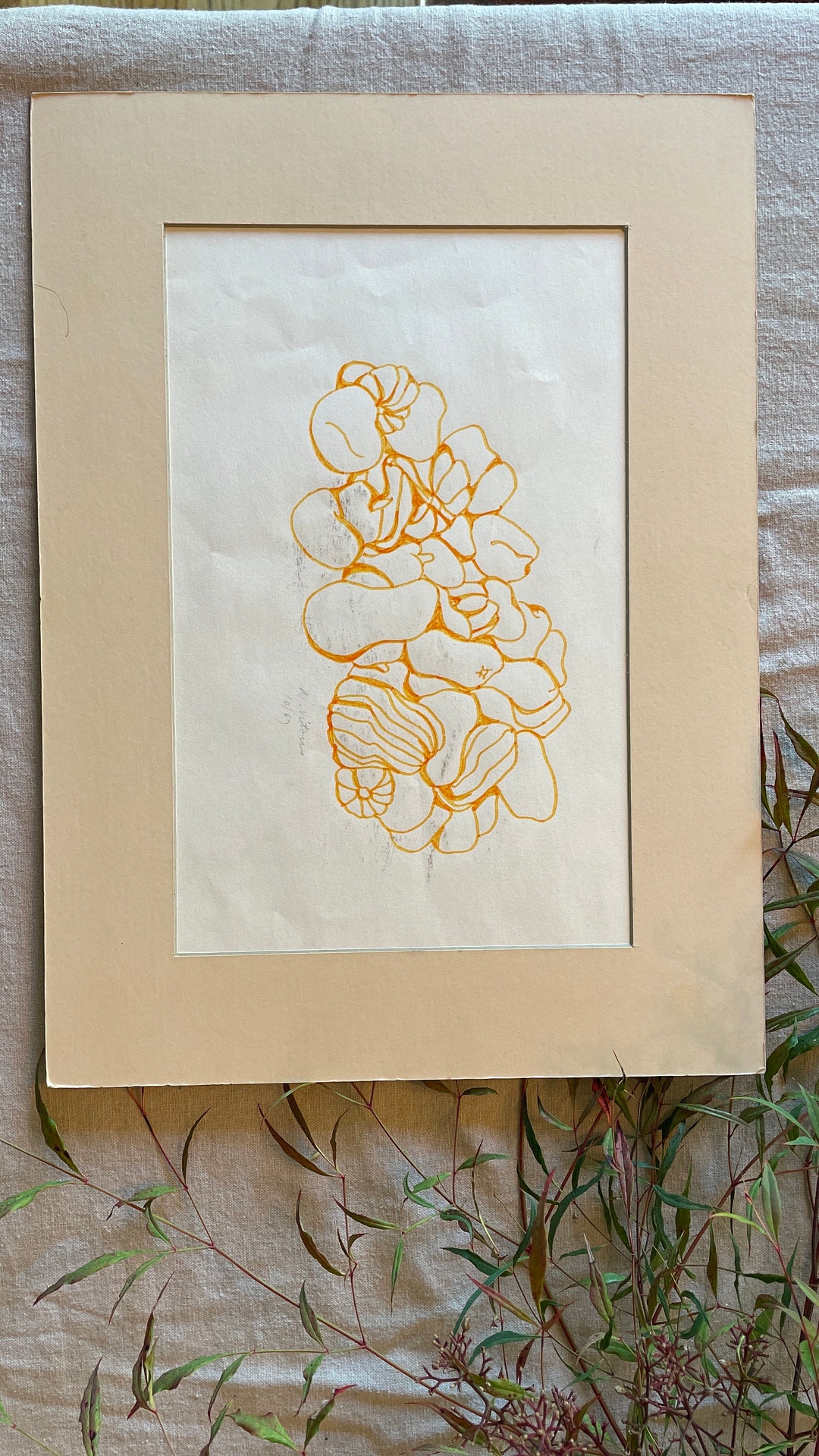 MARCI VITOUS 1967pumpkin Ink Drawing Matted Artist Signed - Etsy