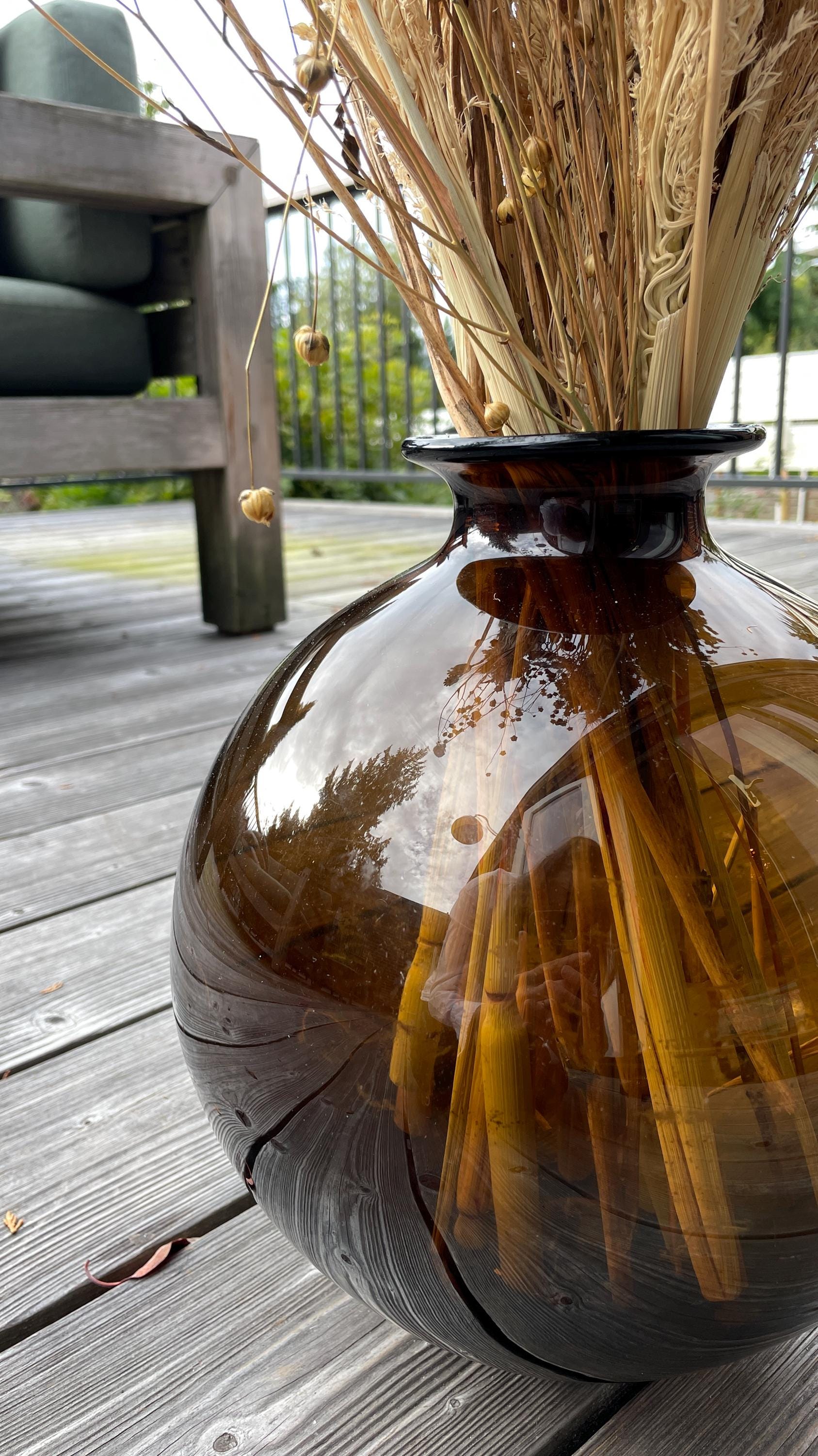 Large Amber Glass Sphere Vase - Etsy