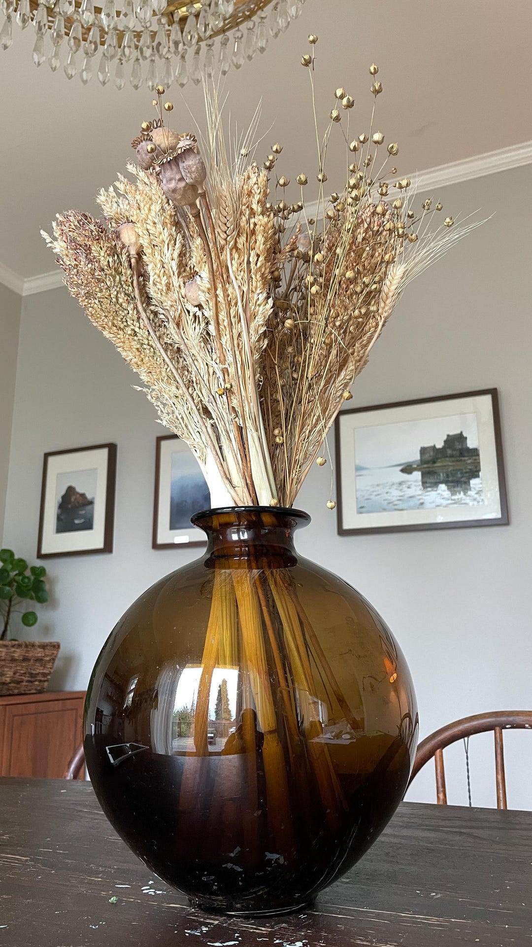Large Amber Glass Sphere Vase - Etsy
