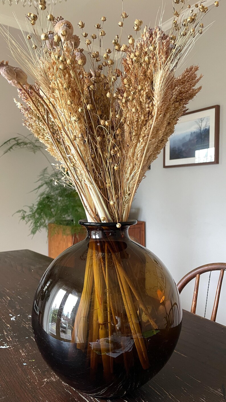 Large Amber Glass Sphere Vase - Etsy