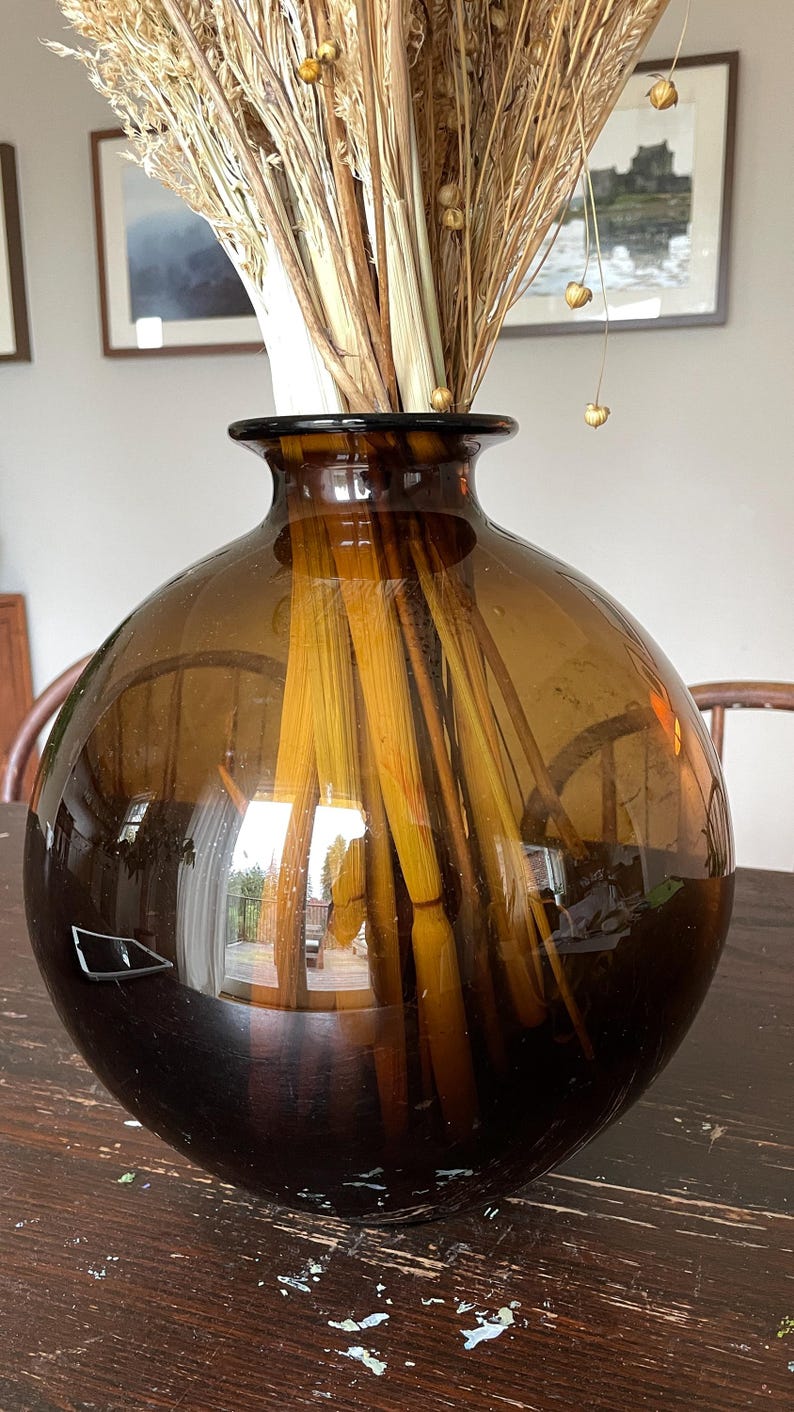 Large Amber Glass Sphere Vase - Etsy