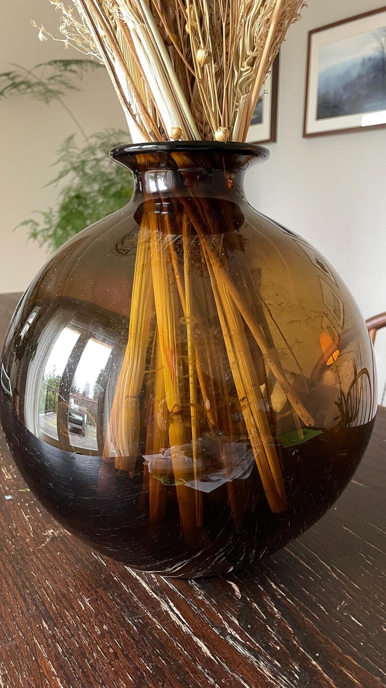 Large Amber Glass Sphere Vase - Etsy