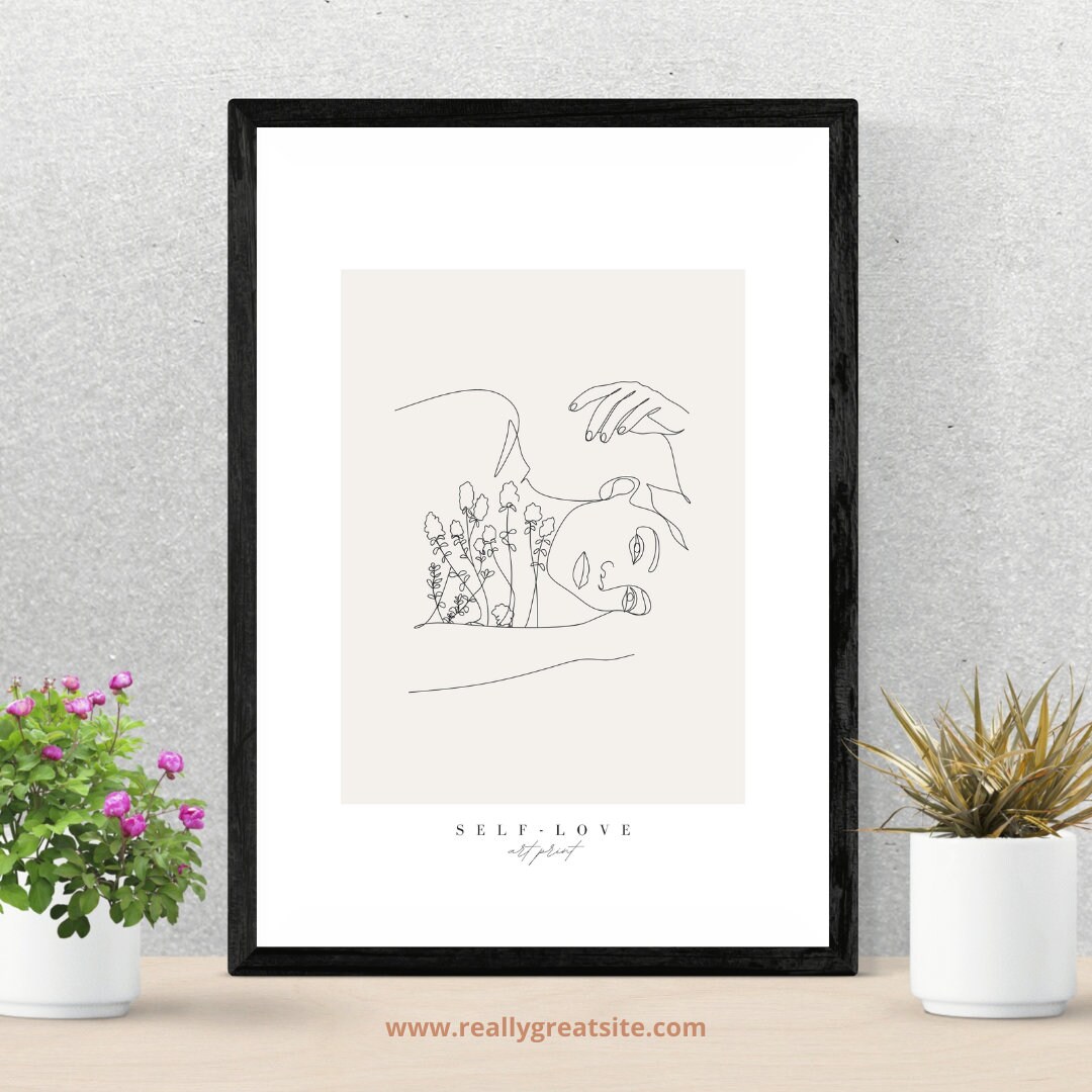 Self-love Line Art Print (three Sizes) - Etsy
