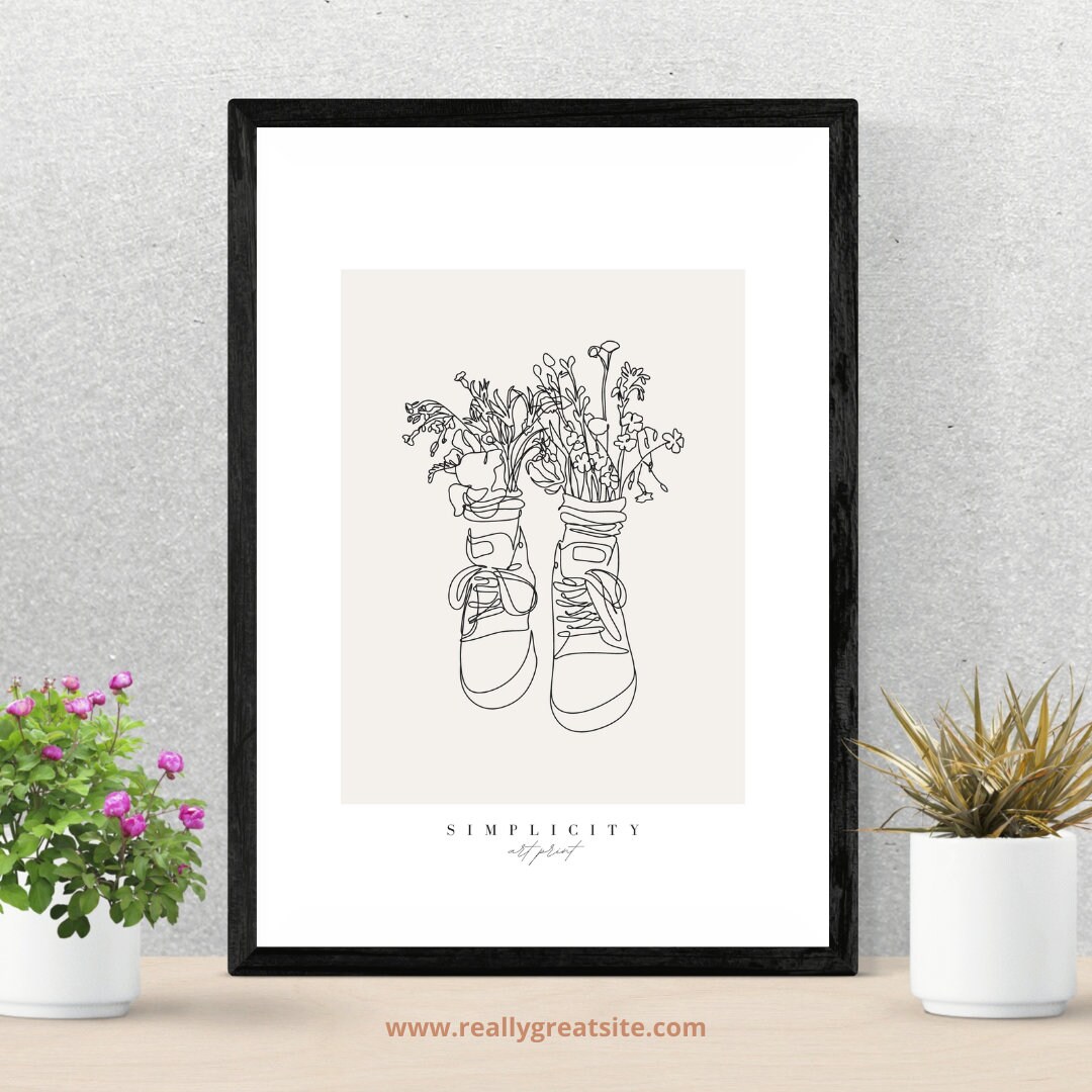 Floral Shoes Line Art Print (three Sizes) - Etsy