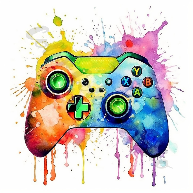 Watercolor Gaming Controller Clipart 16 High Quality Pngs Digital ...
