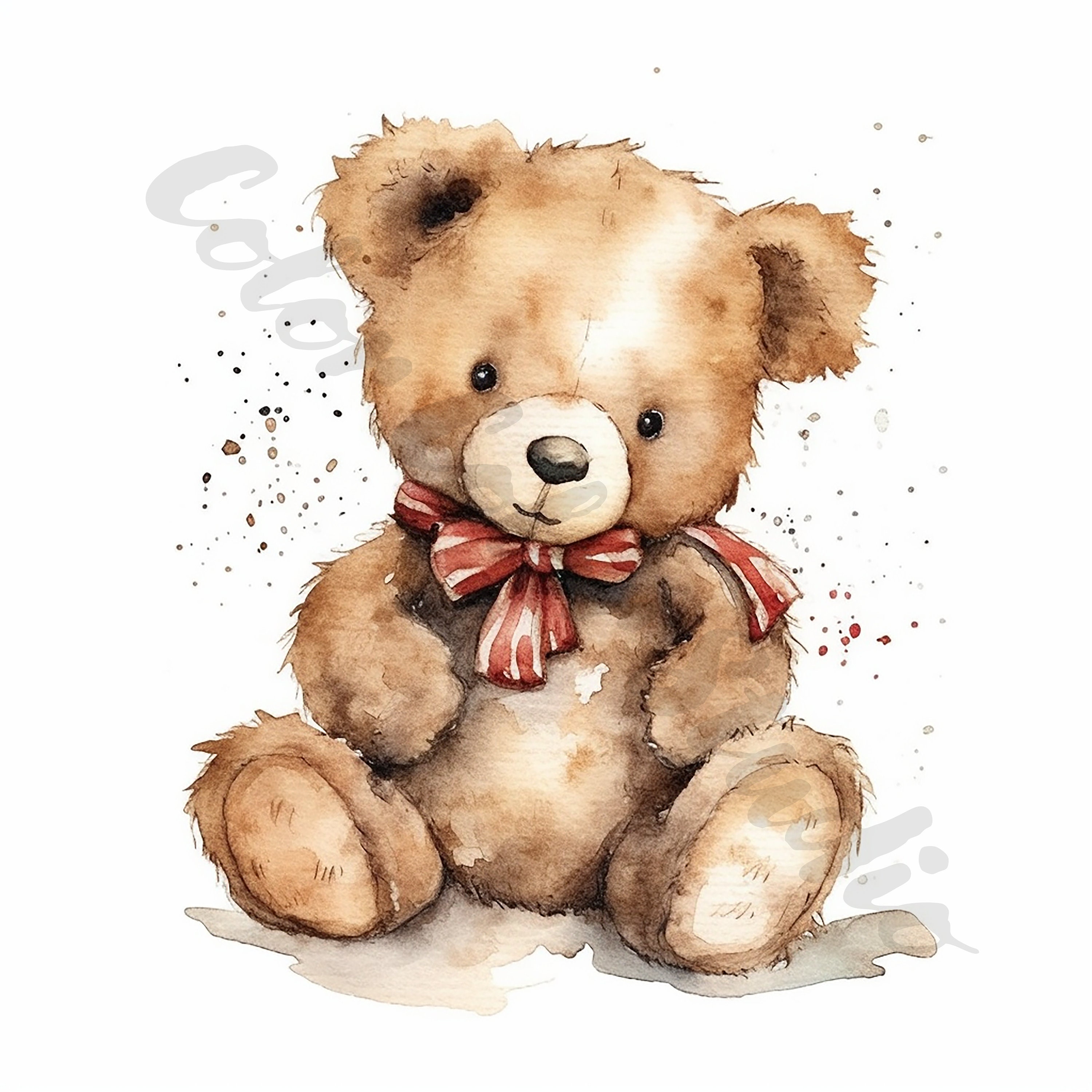Watercolor Teddy Bear Clipart - 16 High Quality Pngs - Digital Download ...