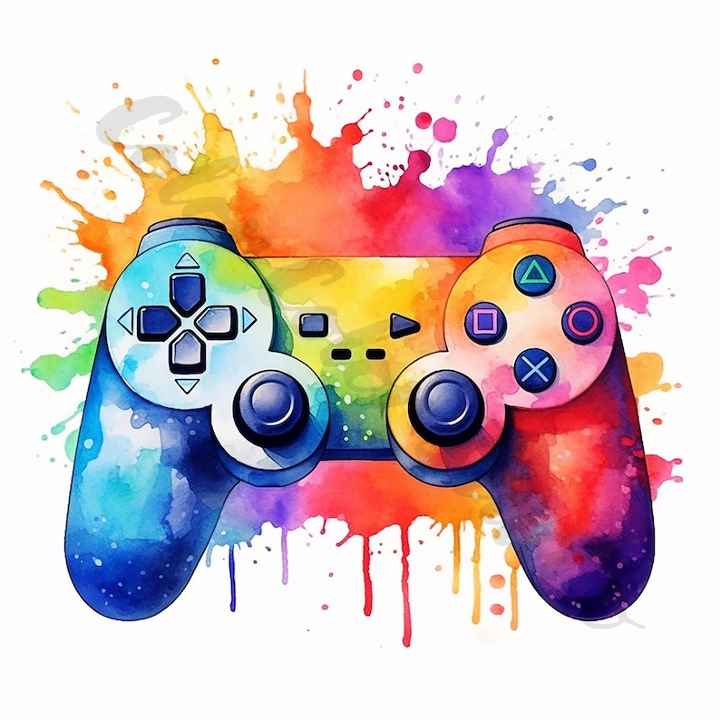 Watercolor Gaming Controller Clipart 16 High Quality Pngs Digital ...