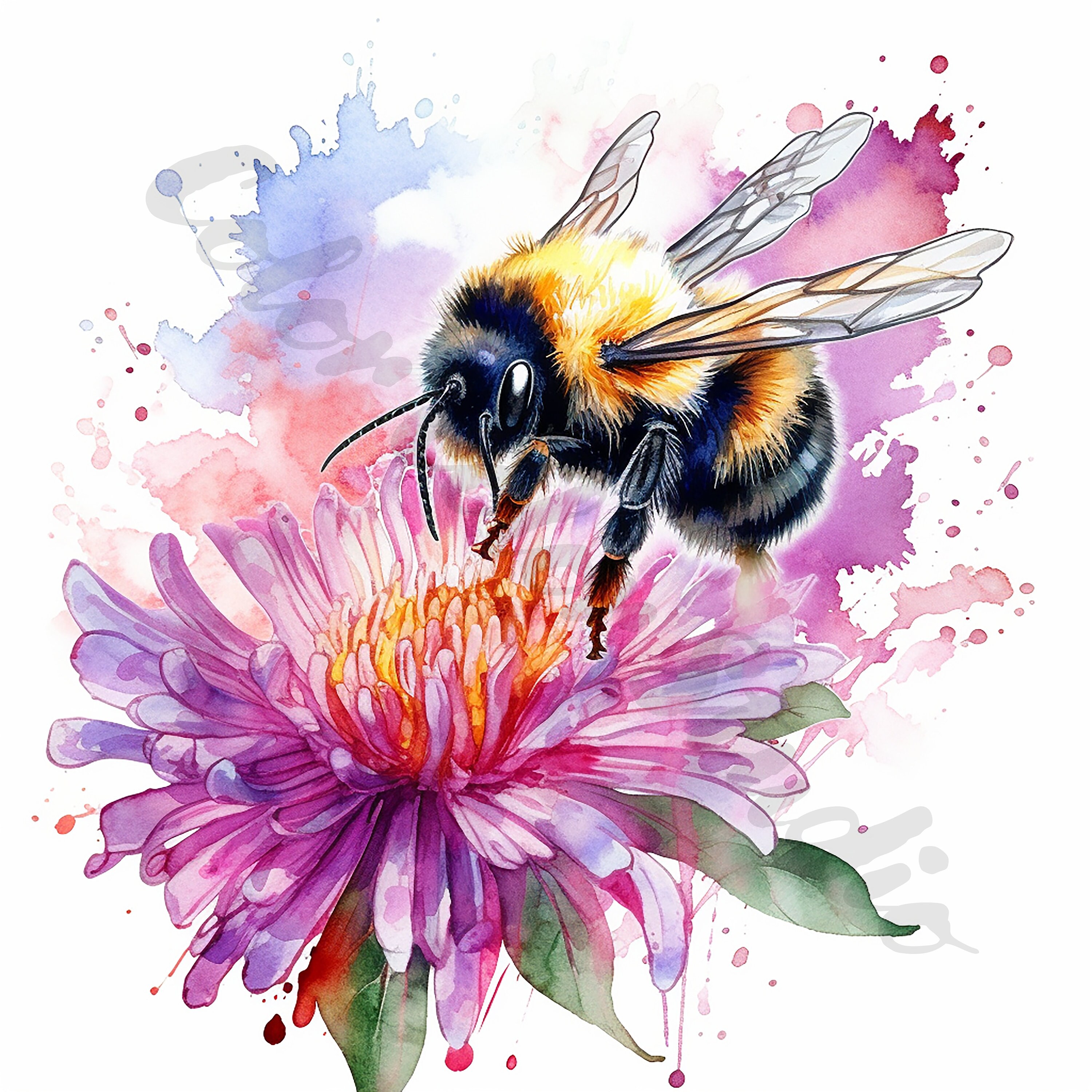 Watercolor Bumblebee Clipart 16 High Quality Pngs Digital - Etsy