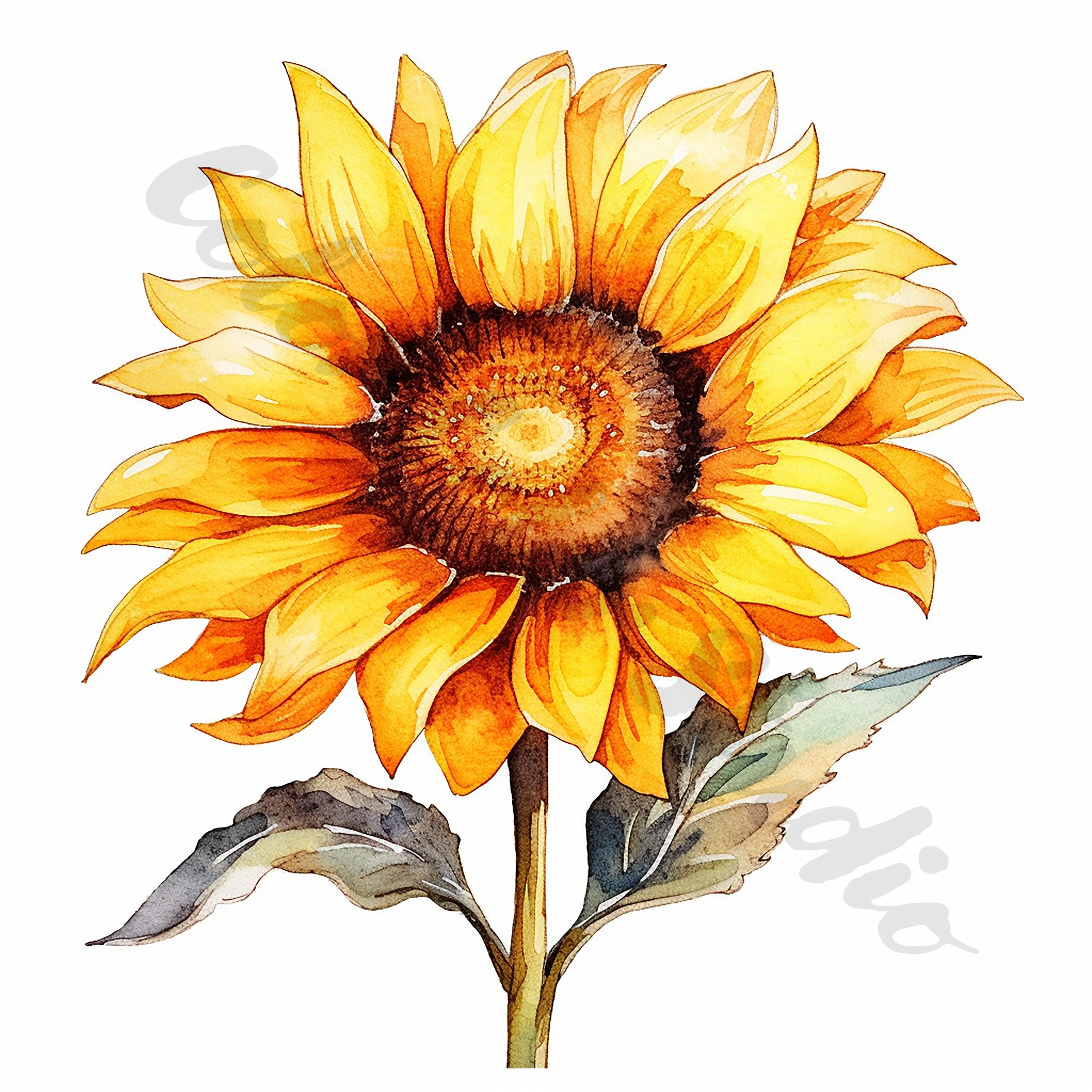 Watercolor Sunflower Clipart 16 High Quality Pngs Digital Download ...