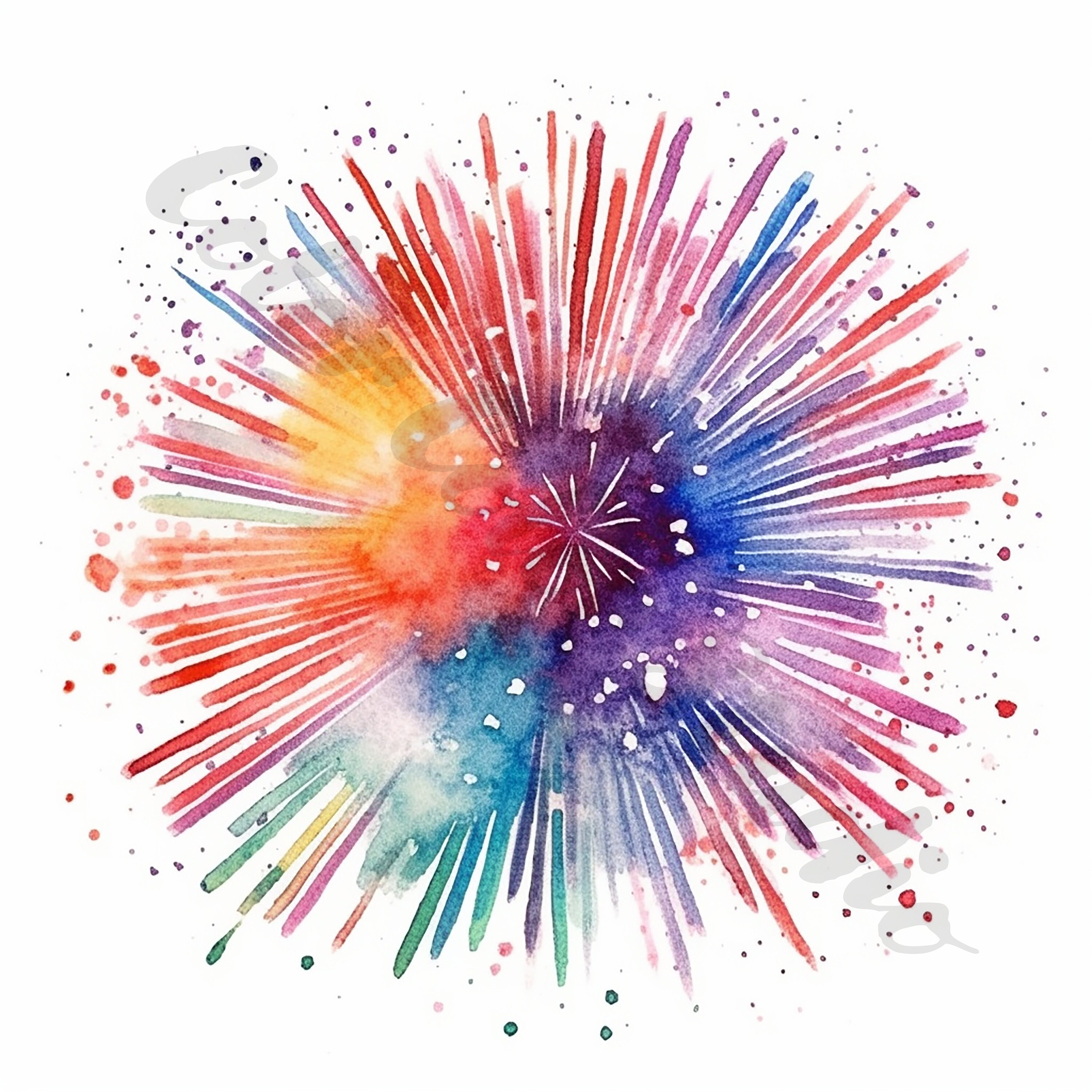 Watercolor Fireworks Clipart - 16 High Quality Pngs - Digital Download ...