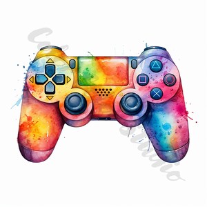 Watercolor Gaming Controller Clipart - 16 High Quality Pngs - Digital ...